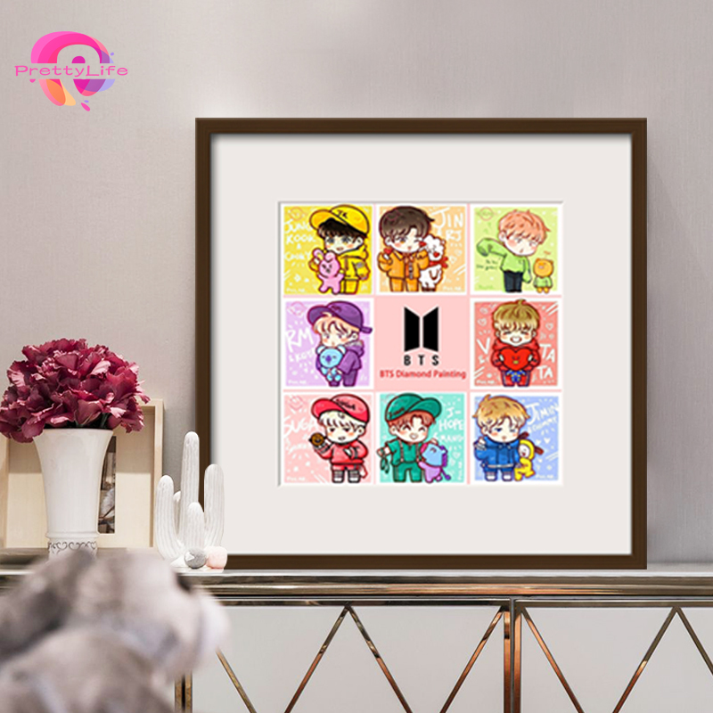 PL 】Korean diamond painting BTS cartoon and animation bedroom home wall ...