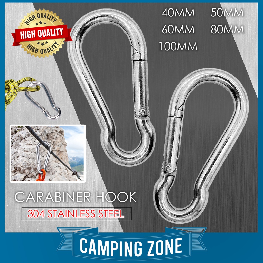 1PC 304 Stainless Steel Heavy Duty Carabiner Clips Plated Spring Snap ...