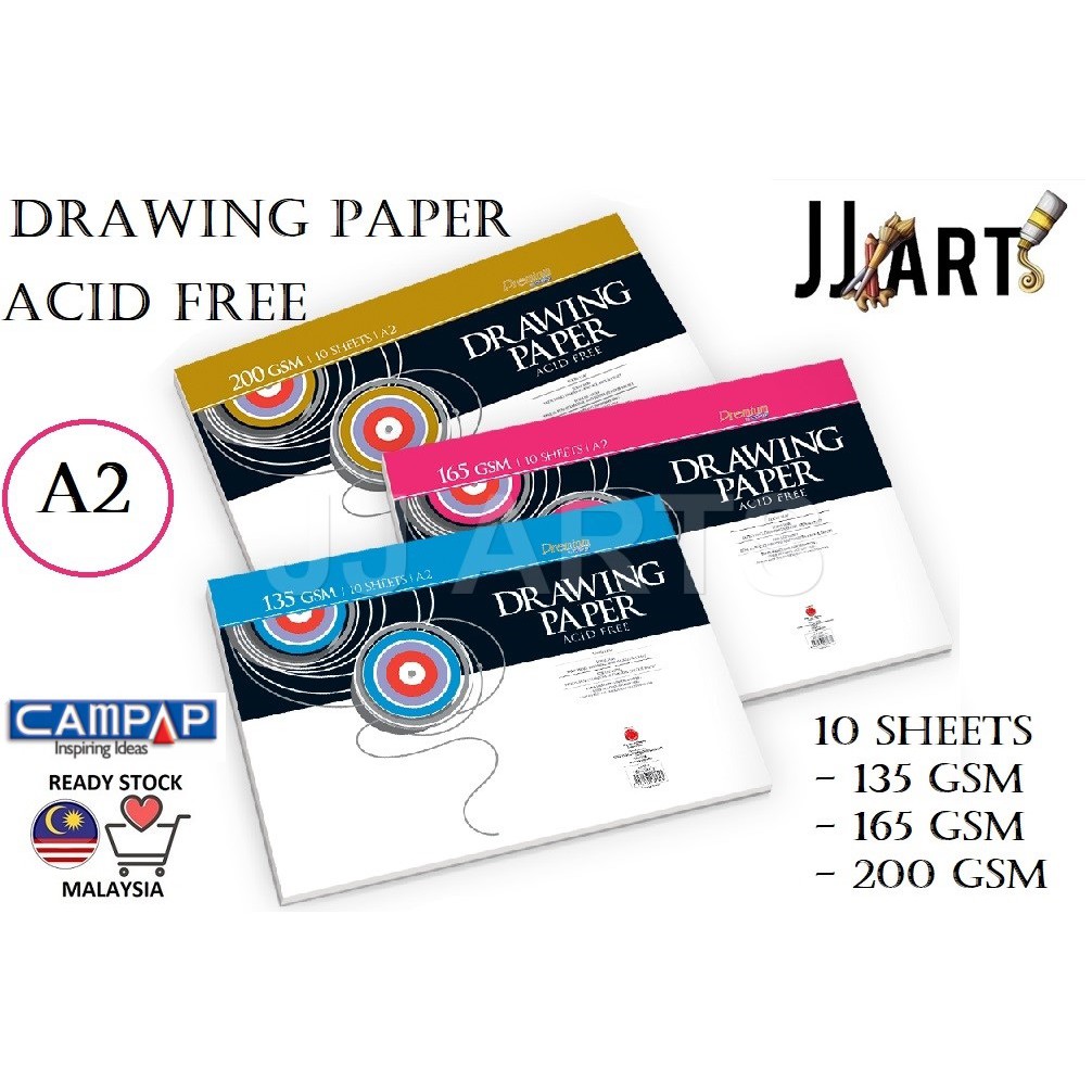 A2 Drawing Paper - 135 / 165 / 200gsm - 10sheets - Campap Premium ...
