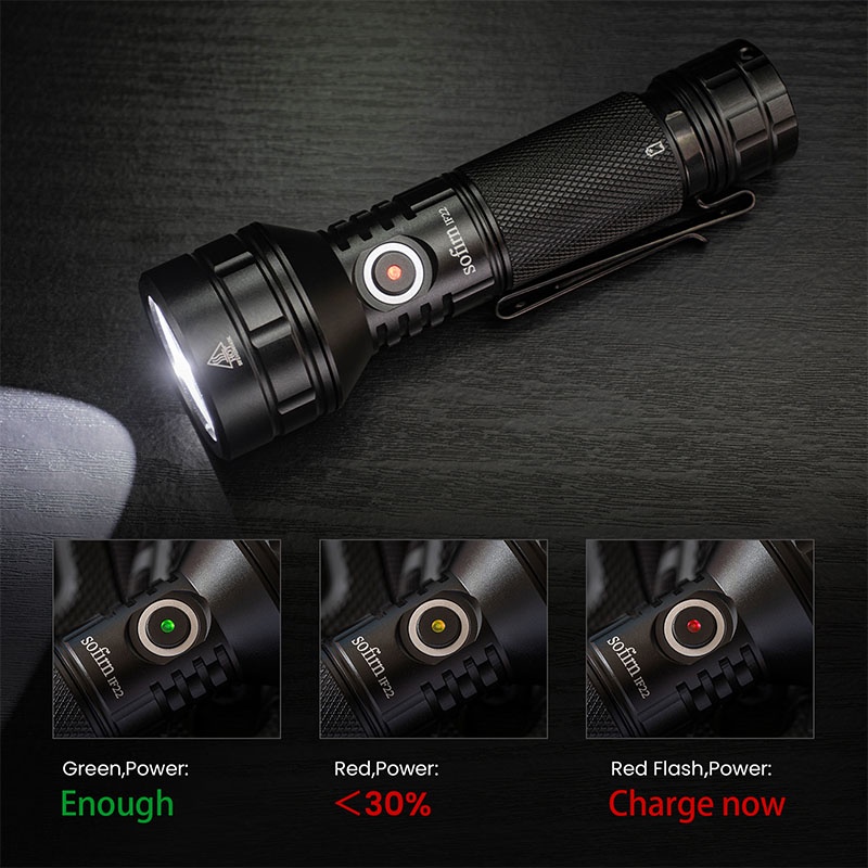 Sofirn IF22 Super Bright 2100lm Spotlight Flashlight 3A Type-C Rechargeable USB SFT40 LED 21700 ...