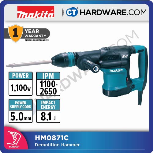 MAKITA HM0871C 1100W ADAPTED FOR SDS-MAX BITS DEMOLITION HAMMER ...