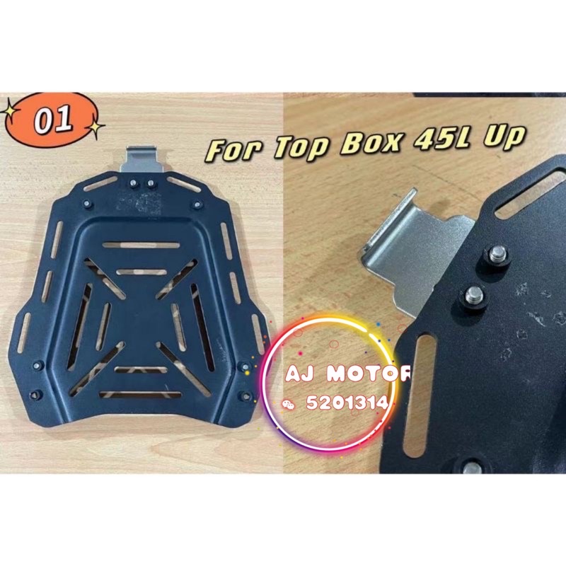 TOP BOX ALUMINIUM WITH BASE 22L 35L 45L 55L 65L 85L PLATE TAPAK ...