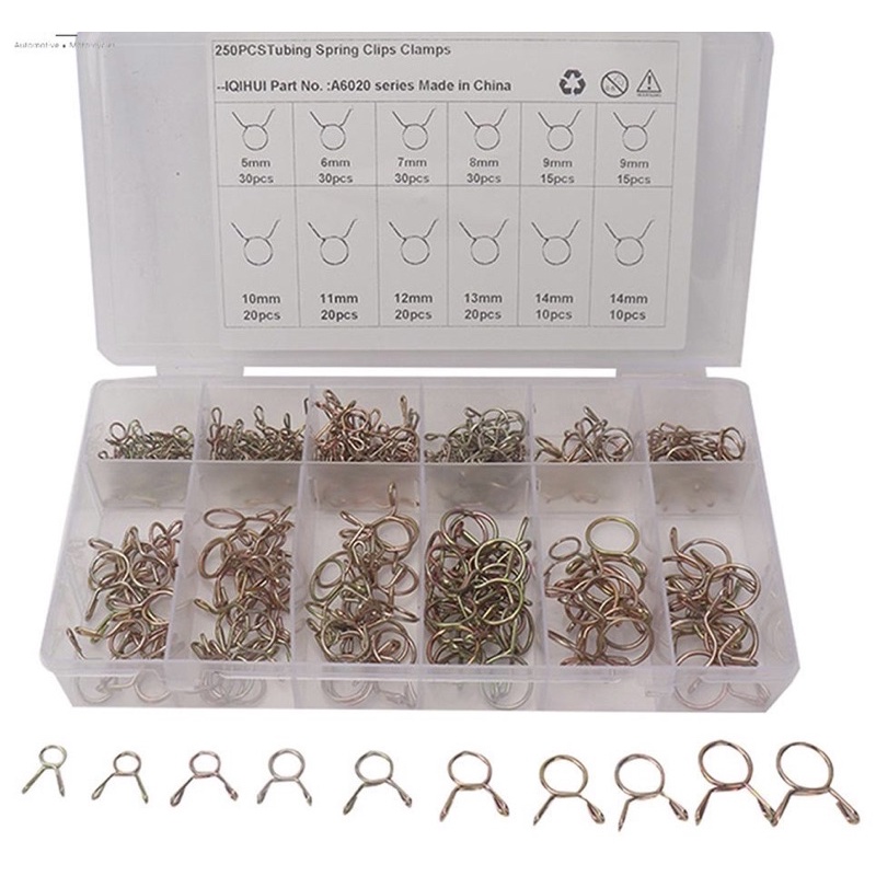 250pcs Spring Hose Clip Stainless steel Metal Double Wire Fuel Line ...