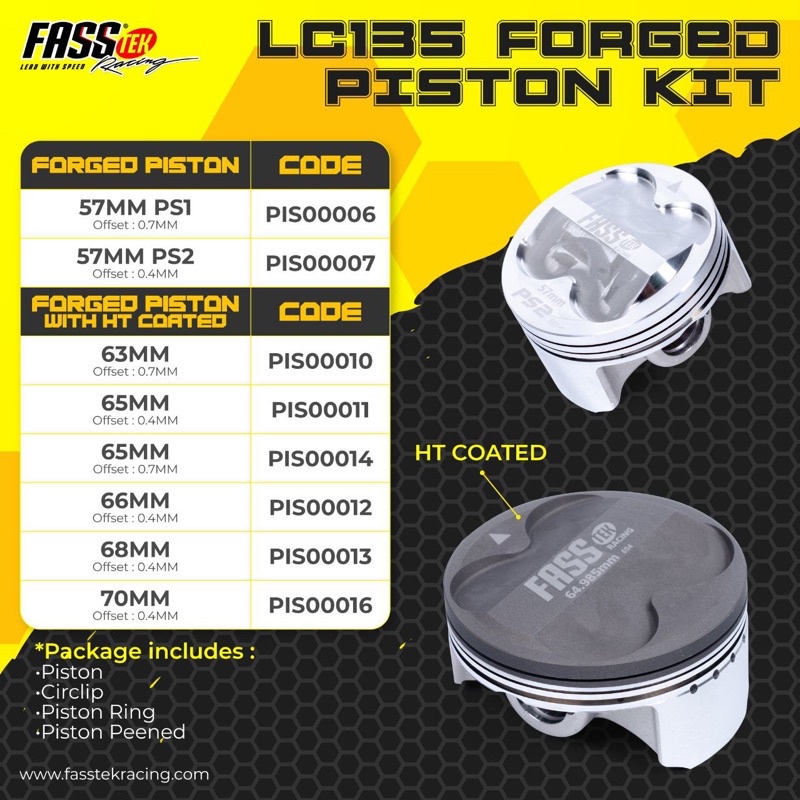 Fasstek[Hard Anodized] Forged Piston 57mm (A) (B) PS1 PS2 63mm 65mm ...