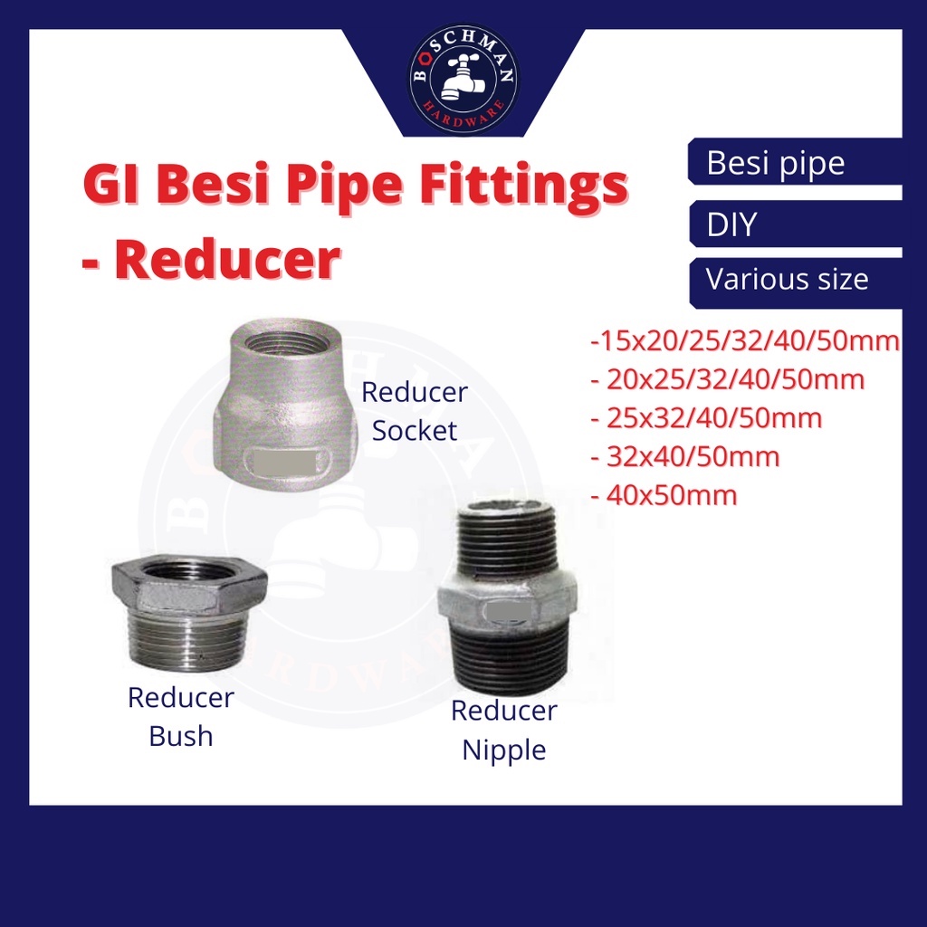 GI Pipe fittings GI Galvanized Iron Joint Fittings Connector Besi Penyambung Paip - Reducer bush ...