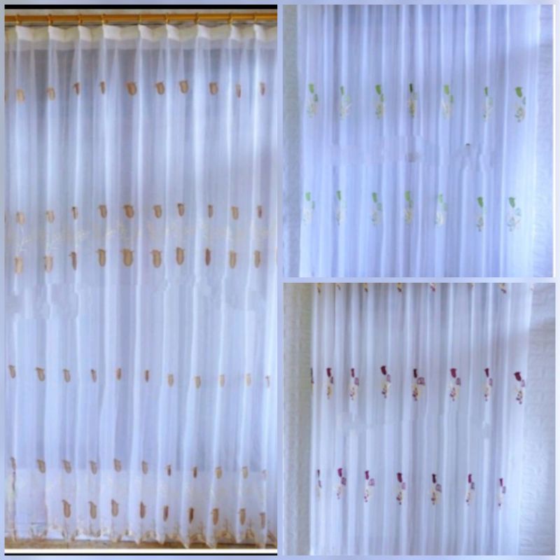 Embroidered Velvet Curtains tulip Flower Pattern Curtains Layers Of ...