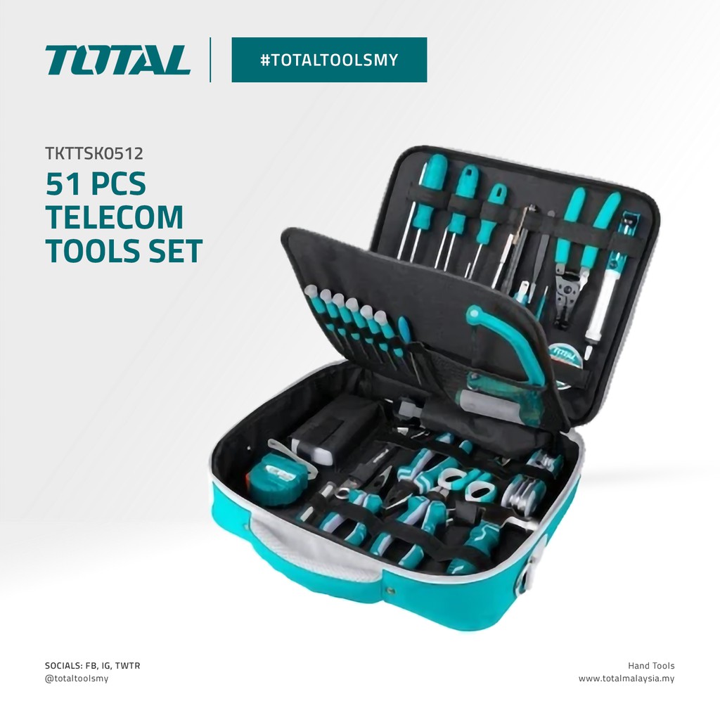 TOTAL Telecom Tools Set (51 Pcs) TKTTSK0512 | Shopee Malaysia