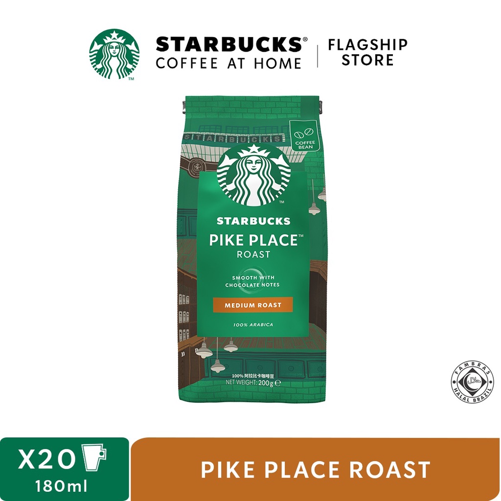 STARBUCKS Pike Place Roast Medium Roast Whole Bean Coffee (200g/Bag ...