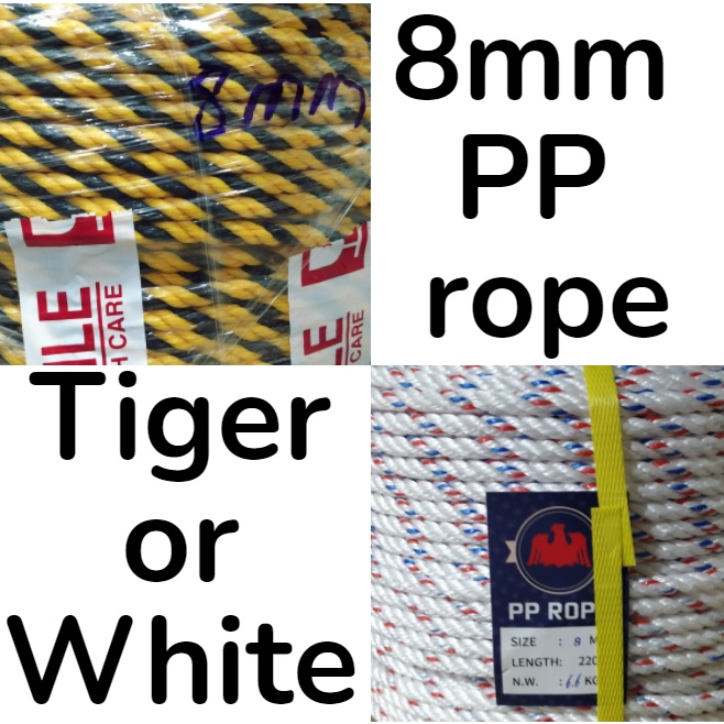 [ROLL] PP rope 8mm Tiger or White color PREMIUM QUALITY 220m per ROLL ...