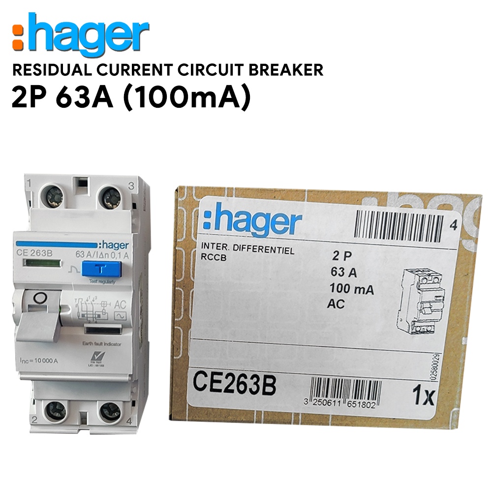 HAGER CE240B CE263B 40A 63A 2 POLE 100mA ELCB RCCB | Shopee Malaysia