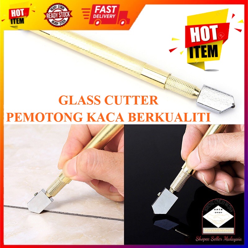 💥HOT ITEM💥 GLASS CUTTER Metal Handle Diamond Tip Pemotong Kaca dengan ...