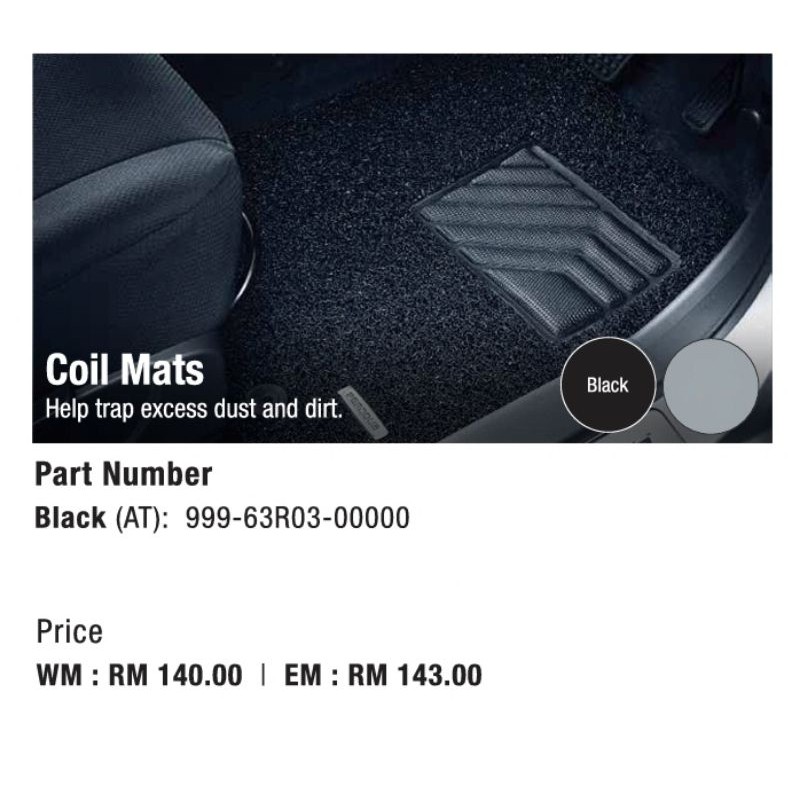 Original Perodua Axia GearUp Coil Mats Carpet 2014 2022 Shopee Malaysia