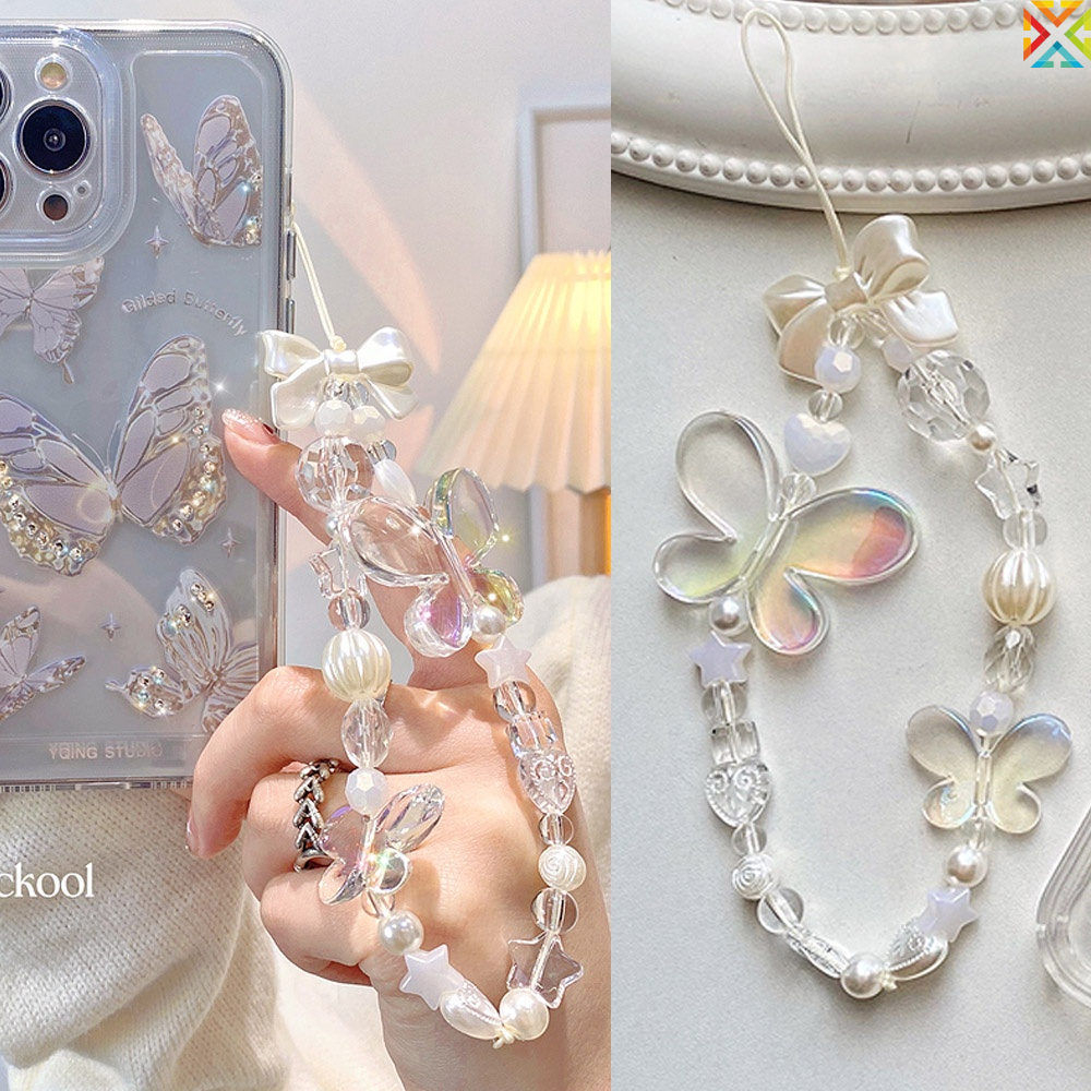 INS Laser Butterfly Mobile Phone Chain Anti-Lost Soft Pottery Rope ...