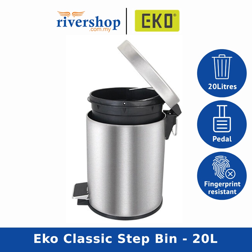 EKO Classic Step Bin EK 9625M - 20L Stainless Steel Pedal Bin/ Dustbin ...
