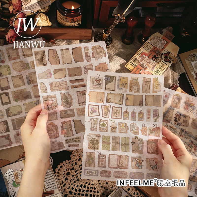 JIANWU 1 Pcs Creative Art Washi Sticker Vintage Journal Material DIY ...