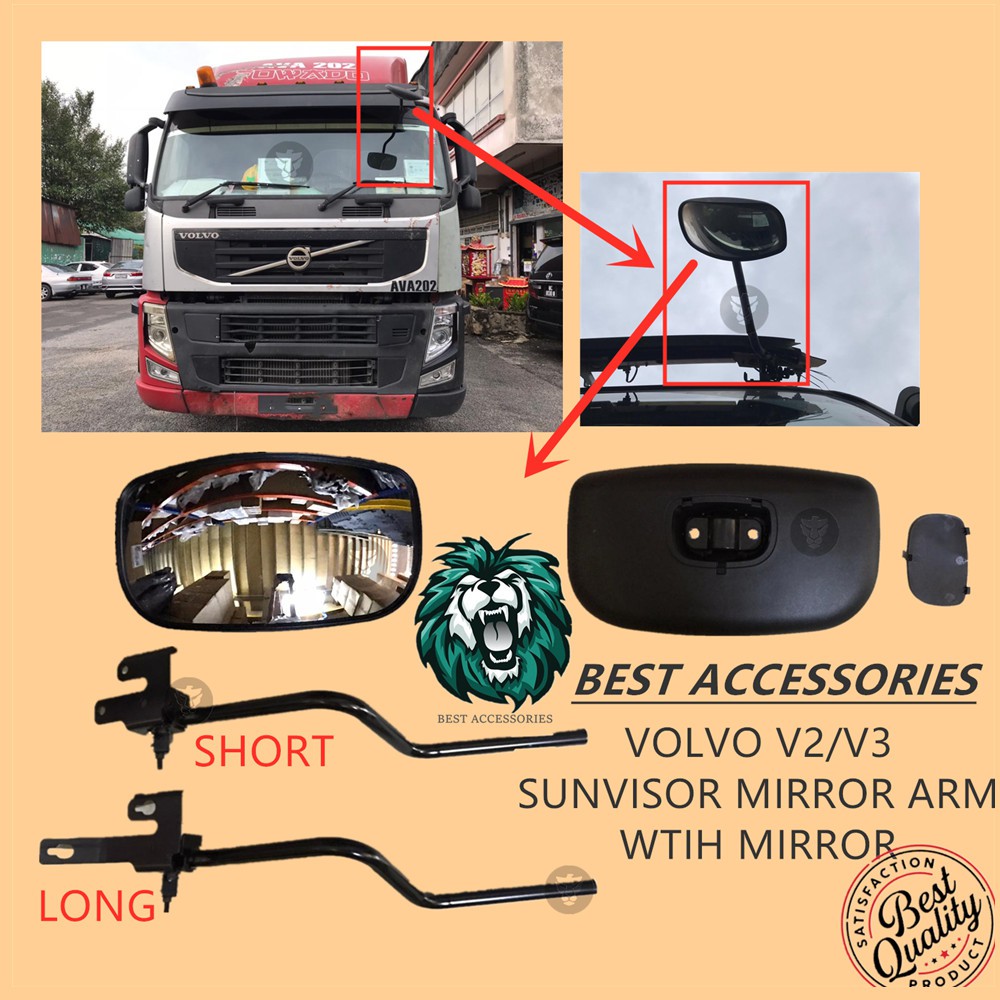 VOLVO V2/V3 SUNVISOR UPPER MIRROR WITH ARM HIGH QUALITIES | Shopee Malaysia