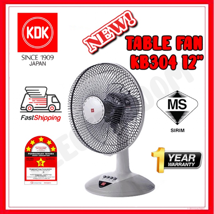 KDK Table Fan KB404 & KB304 (40cm/16″) & (30cm/12") Grey [ KDK Kipas ...