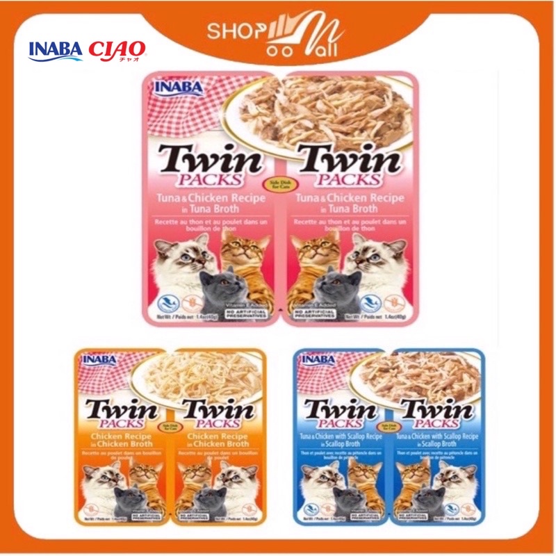 INABA CIAO TWIN PACKS GRAIN FREE CAT FOOD 40GM X 2 PACKS (Side dish for ...