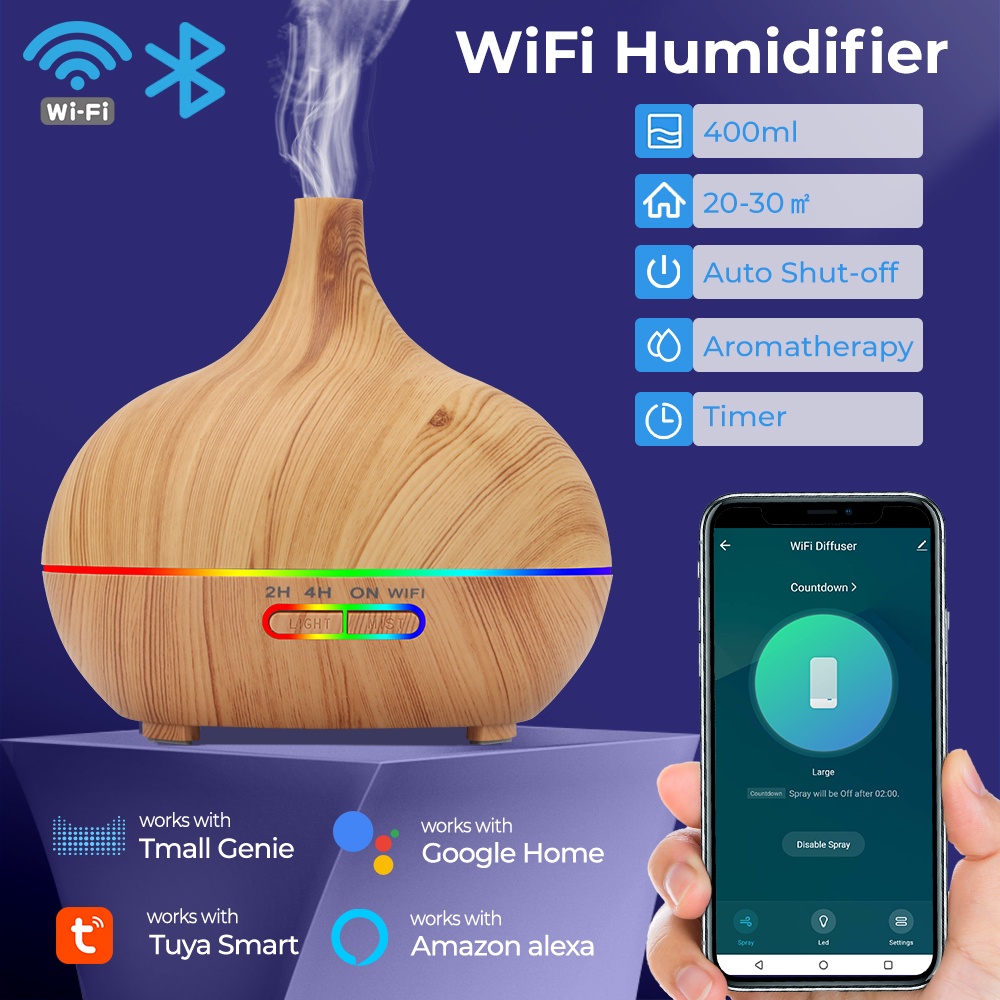 SMATRUL Tuya WiFi Smart Home Humidifier Essential Aroma Oil Diffuser ...