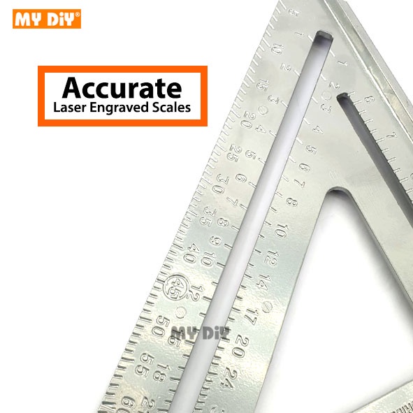 MYDIYHOMEDEPOT - 12 inch Aluminium Alloy Triangle Angle Ruler Square ...