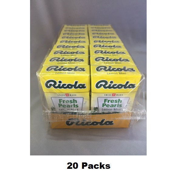 20 Packs Ricola Sugar Free Fresh Pearls Lemon Mint Chewy Refreshment 25g Each HALAL (LOCAL READY ...