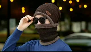 2pc (Beanie + Scarf) Woolen Knitted Hiking Warm Earmuff Mafla Winter ...