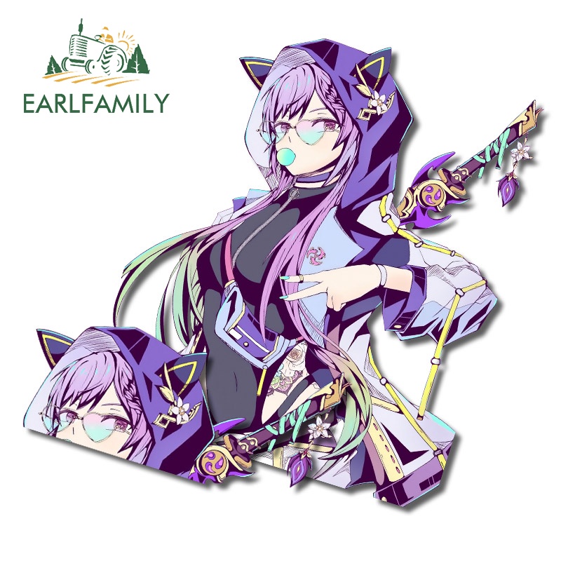 EARLFAMILY 13cm Keqing Genshin Impact Car Stickers RV JDM Car ...