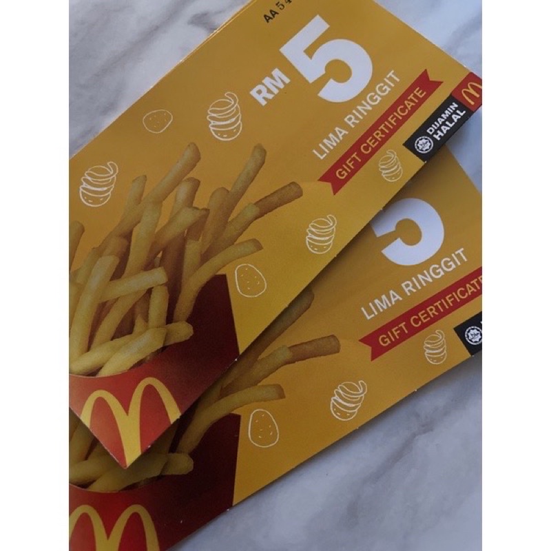 Mcd Mcdonalds Mcdonald's Cert Certificate Voucher Coupon Code Gift 🍟 ...