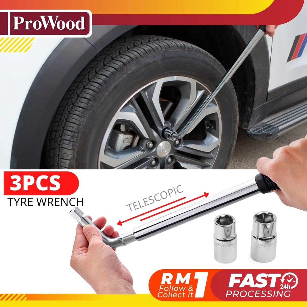 3PCS Tyre Wrench Telescoping Lug Wrench Spanner Lug Wheel Wrench with ...
