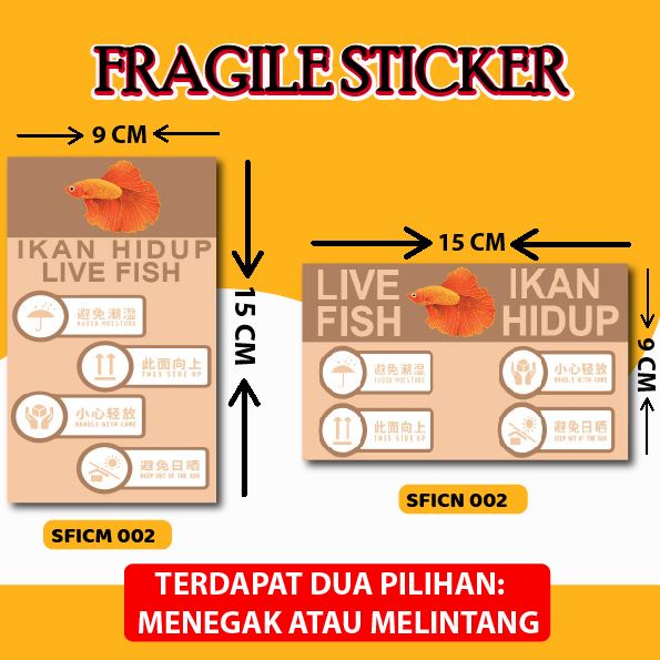 🔥BUY 1000 GET 100🔥 STIKER FRAGILE IKAN HIDUP / STICKER FRAGILE LIVE ...