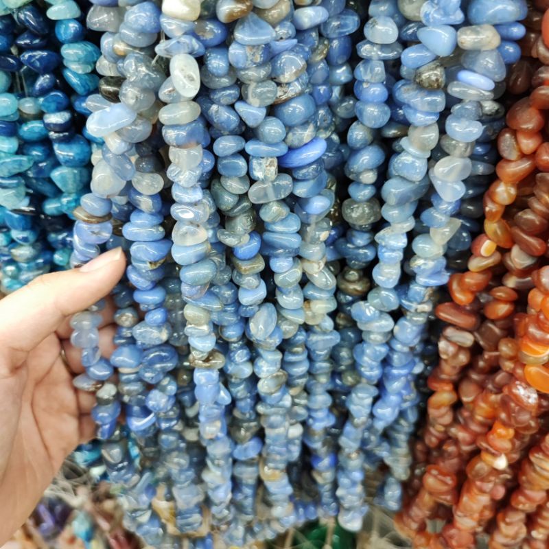 (ND) Pebbles - Ready natural fraction stones / sky blue pebbles 25pcs ...