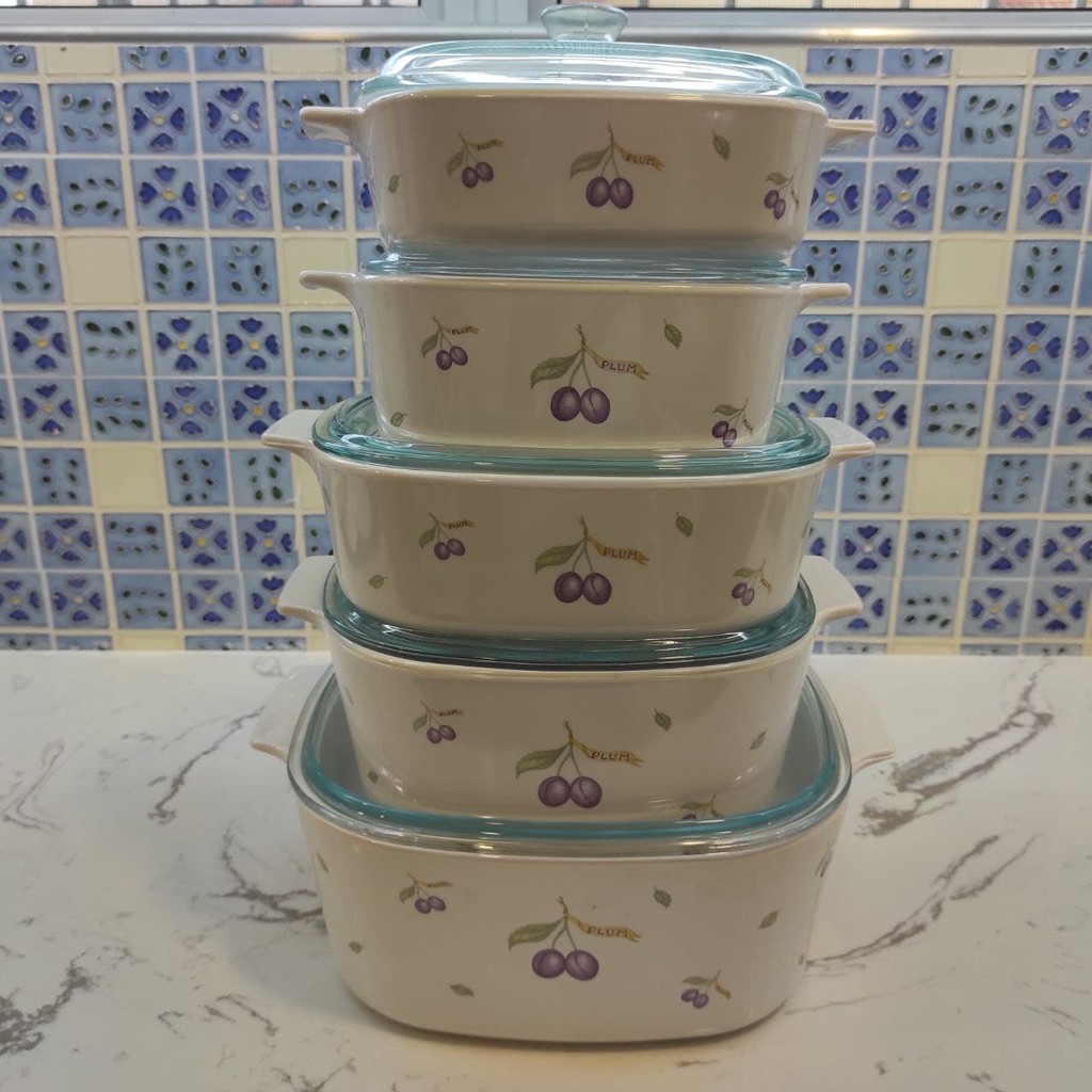 CORNINGWARE Fireproof Cookware Set 5 in 1 (1.0L, 1.5L, 2.0L, 3.0L, 5.0L ...