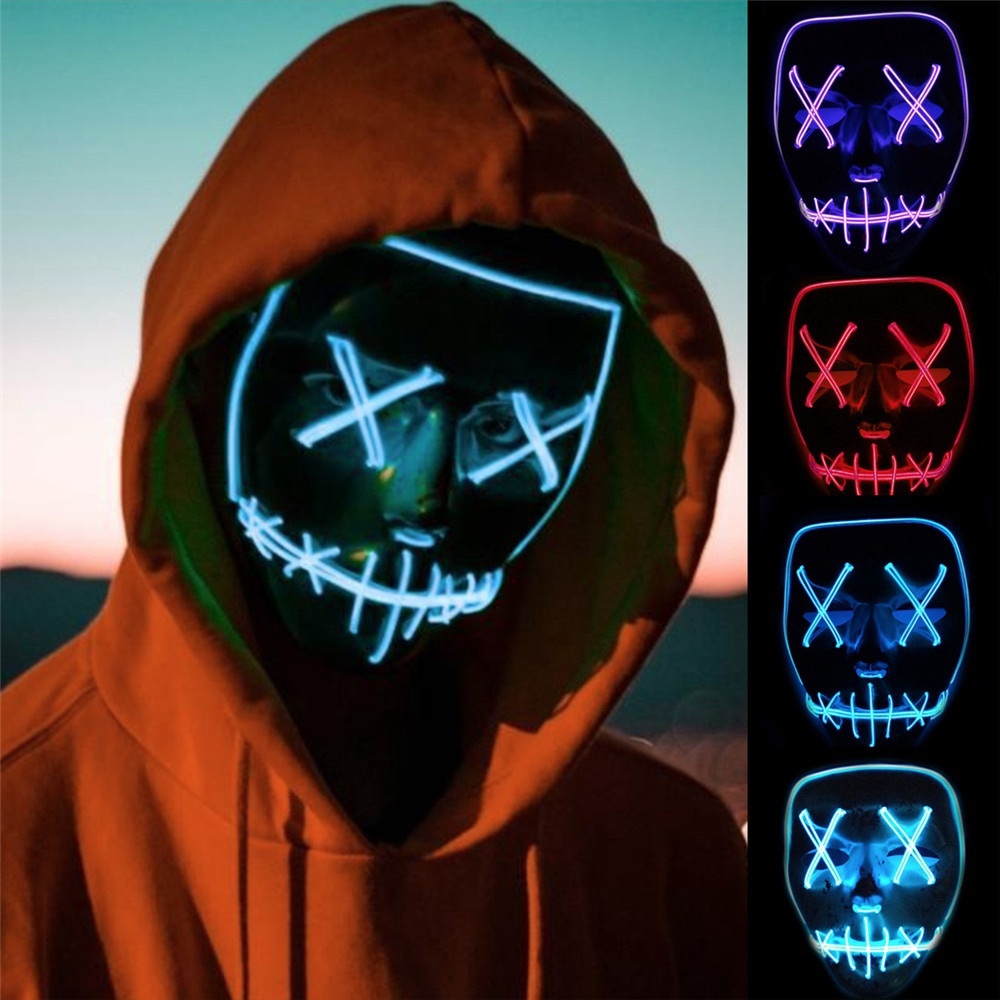 COLDPLAY-Halloween Neon Led Purge Mask Cosplay Horror Masquerade ...