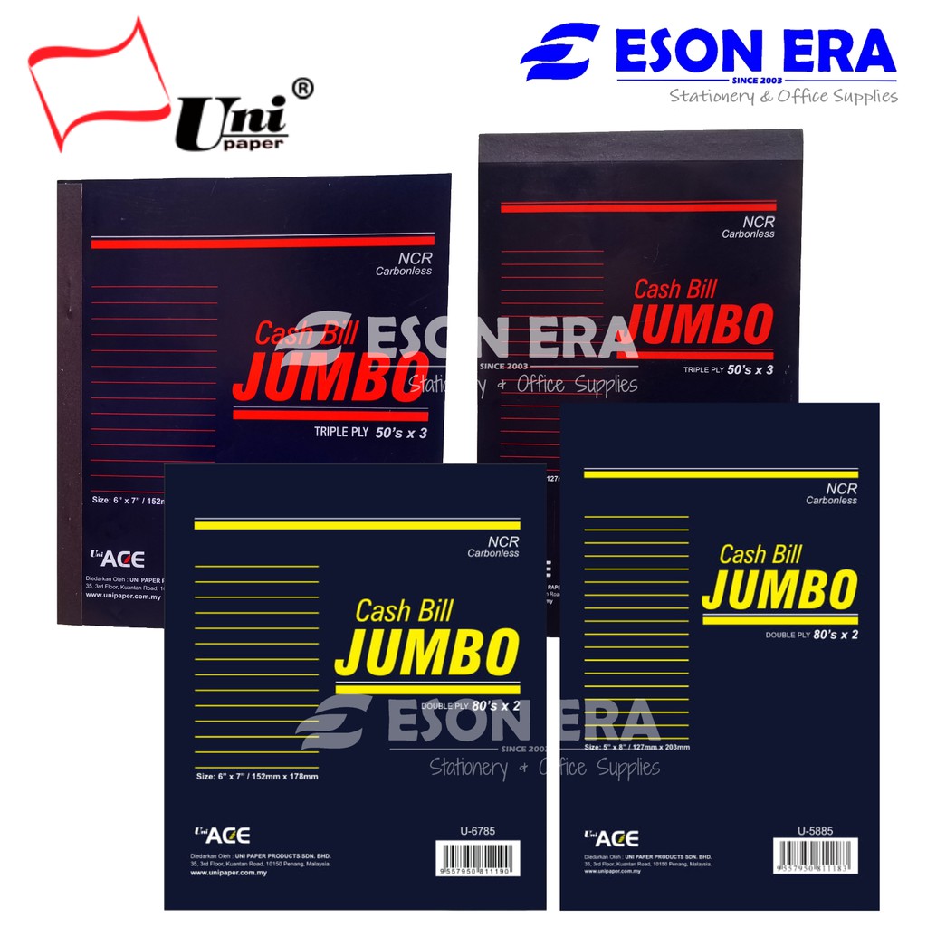 Uni NCR Bill Book Jumbo 2ply / 3ply U-5885 / U-6785 / U-5886 /U-6786 ...