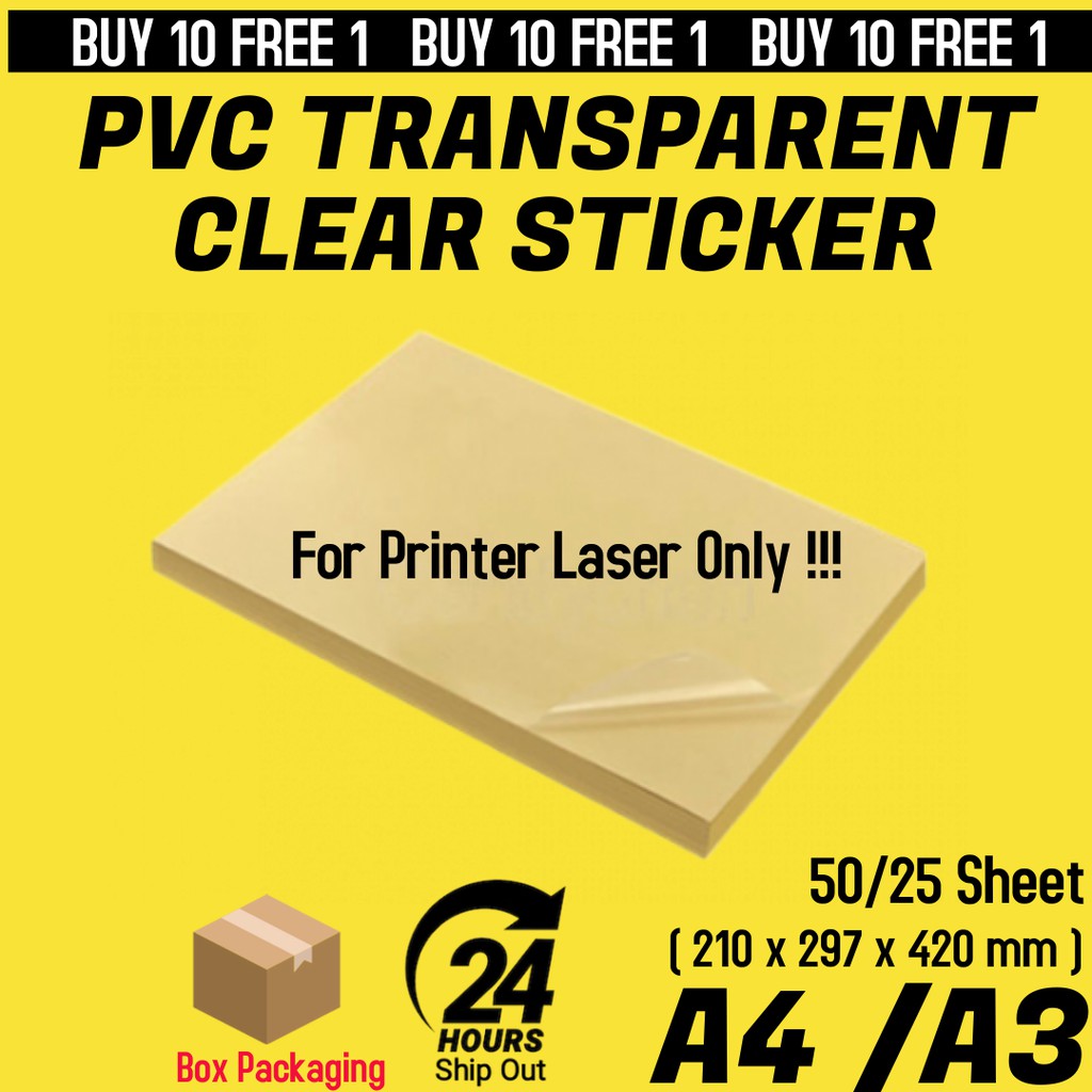 A4 Transparent Film Sticker Laser Clear PVC Waterproof Label Printer ...