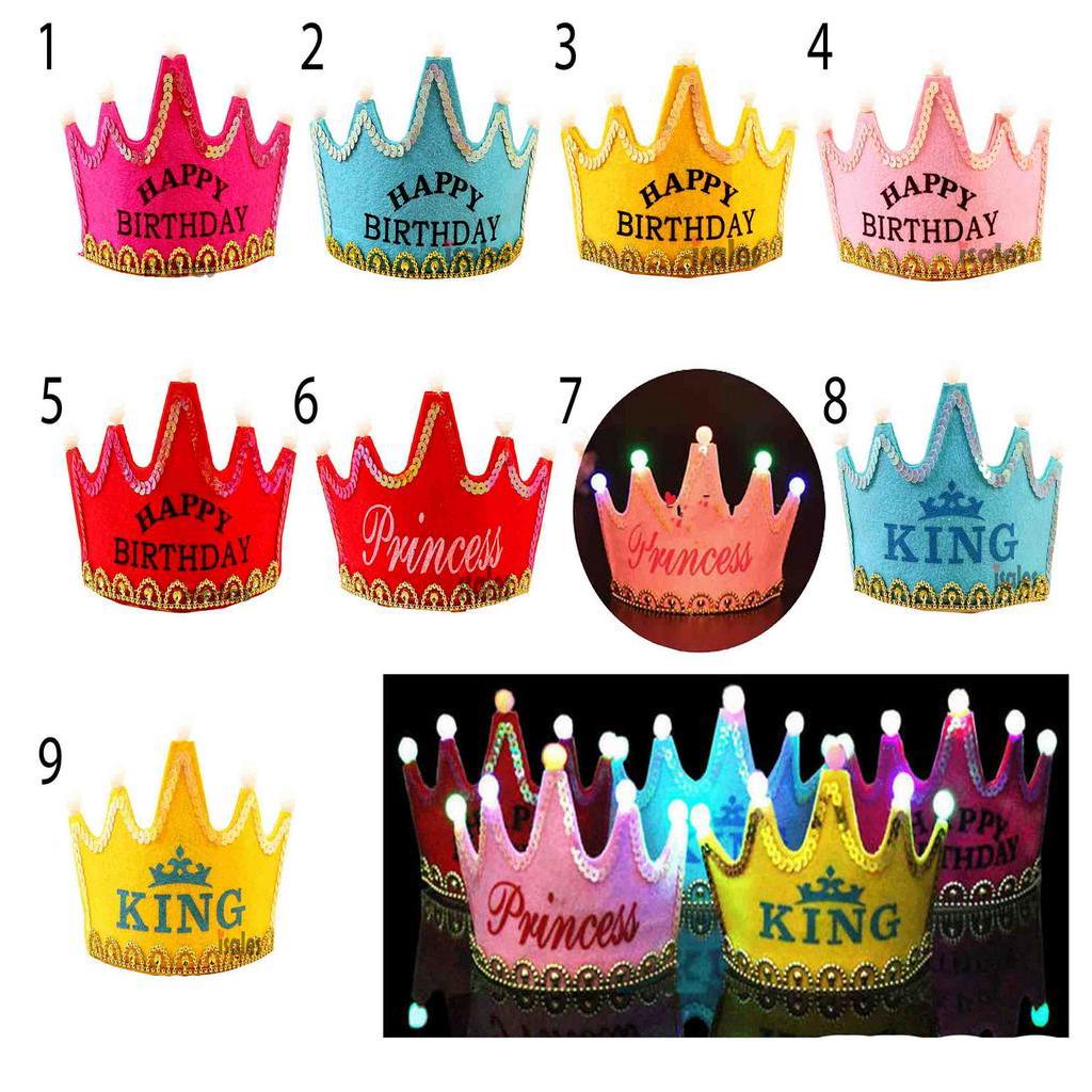 1pcs King Birthday Princess LED Light Birthday Party Hat Crown Birthday ...