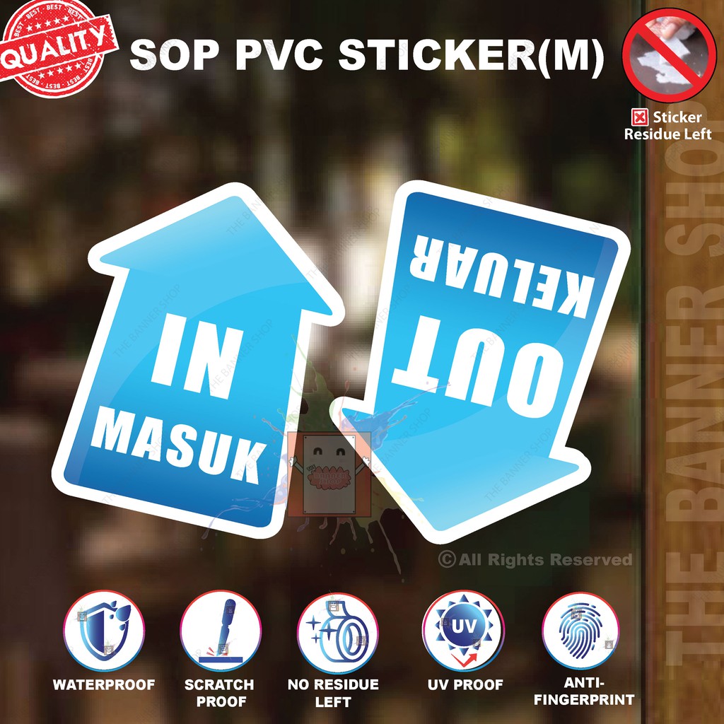 SOP Arrow Shape IN & OUT Sign, SOP Masuk Keluar PVC Floor Sticker ...