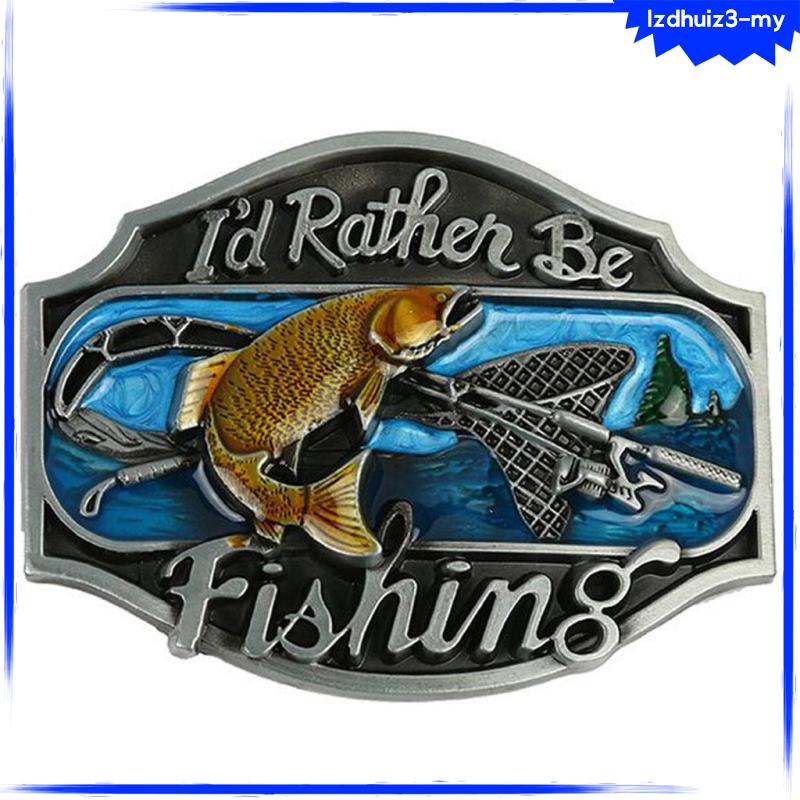 Vintage Western Rectangle Fishing Belt Buckle Enamel Fishing Mens ...
