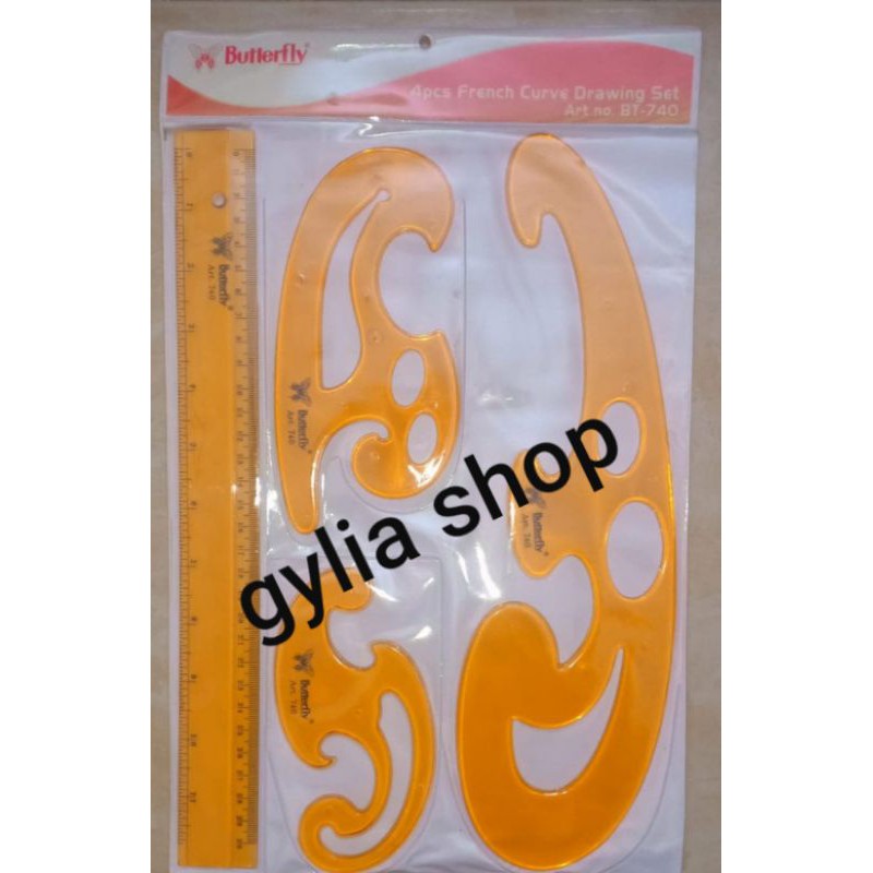 Butterfly 4PCS FRENCH CURVE DRAWING SET - BT-740 CURVA RULER / Sewing ...