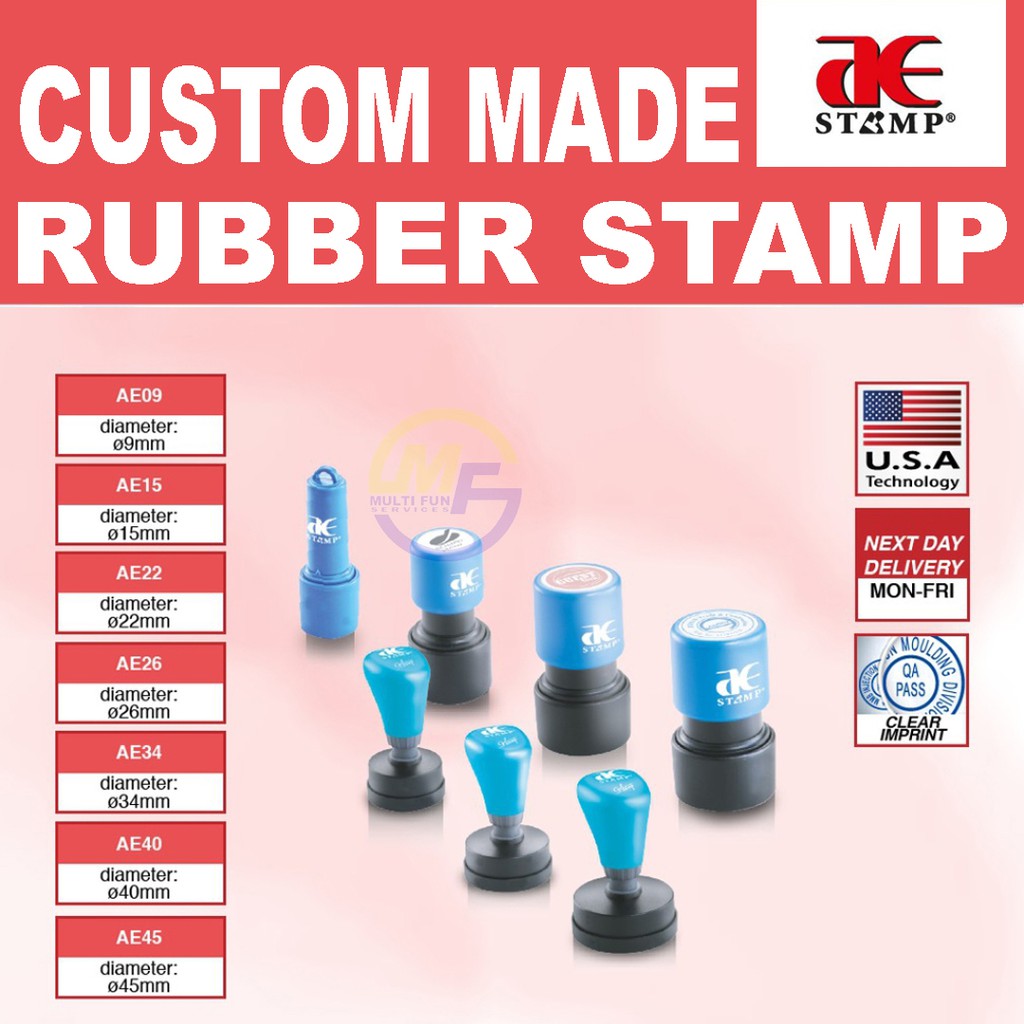 Custom Made AE09 - AE45 Gel Round Stamp | Pre-inked Stamp | Rubber ...