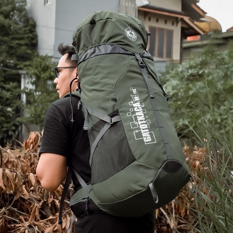 HIJAU Men's Irco Gatotkaca Army Green 50 Liter Outdoor Hiking Carrier ...
