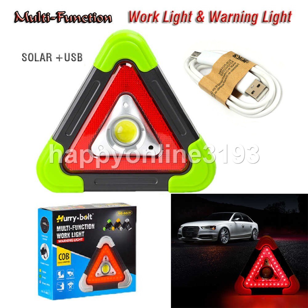 COB + Red LED Solar-Powered Multi-Function Work Light / Warning Light ...
