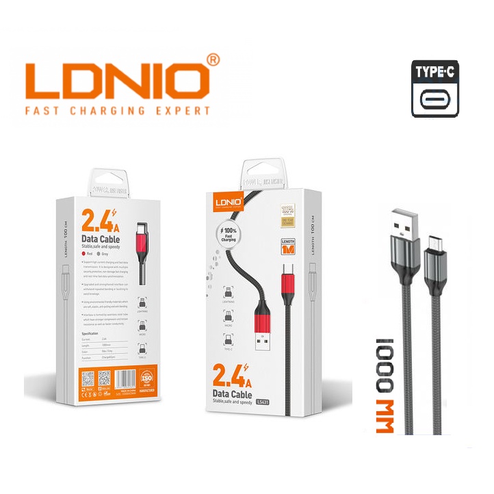 Original LDNIO LS431 USB to Type C 2.4A Data Cable 100% Fast Charger Cable | Shopee Malaysia