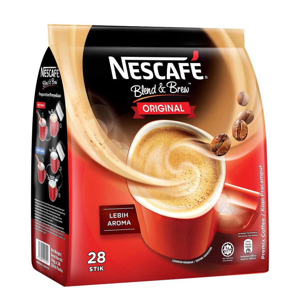 Nescafé Blend & Brew Original 3 in 1 Premix Coffee (25 Stick Packs x 19g) | Shopee Malaysia