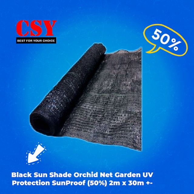 Black Sun Shade Orchid Net Garden UV Protection Sun Proof (50%) 2m x ...