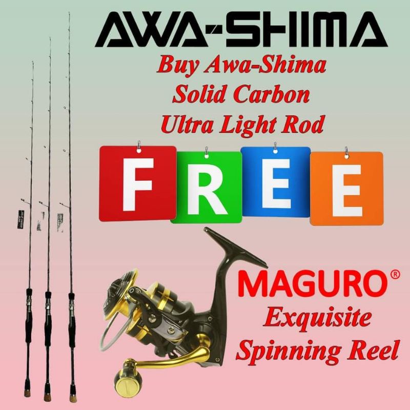 🔥OFFER🔥 AWASHIMA SOLID CARBON ROD + FREE MAGURO EXQUISITE REEL (COMBO ...