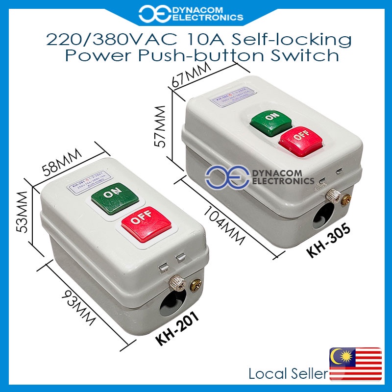 3P 220/380VAC ON/OFF Self-Locking Power Push-Button Switch [Suis Mesin] | Shopee Malaysia