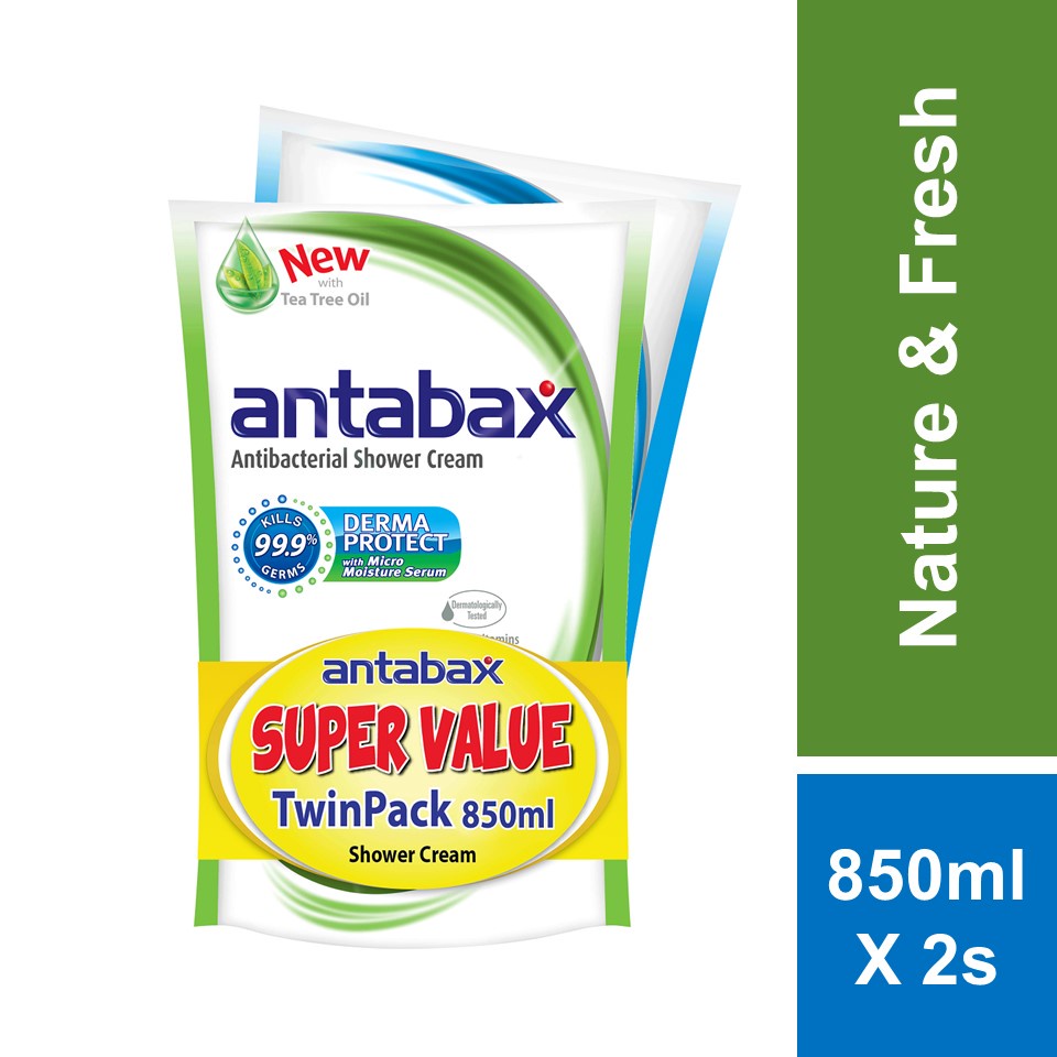 Antabax Antibacterial Shower Cream Nature 850ml + Fresh 850ml Twin Pack ...