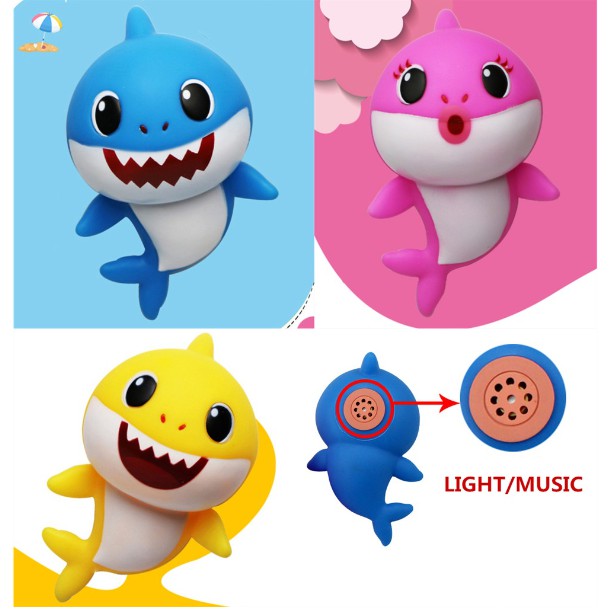 Baby Shark Family Music Sound LED Light Baby Shark Song Silicone Shark ...