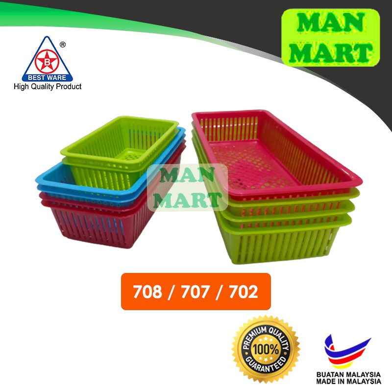 BESTWARE 708/707/702 Plastic Rectangular Basket / Storage Basket / Bakul Plastik / 储物篮 BEST WARE ...